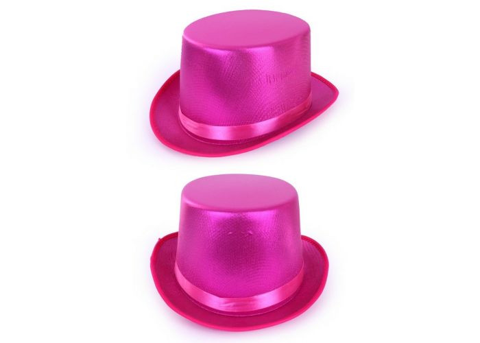 Hoge hoed metallic roze