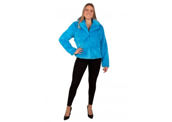 Bontjas neon blauw dames