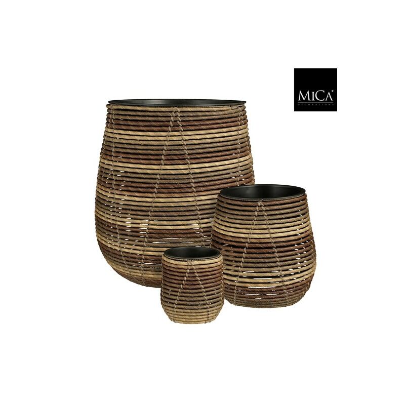 Pot Cancun rond bruin Ø 50 cm set van 3 - Mica